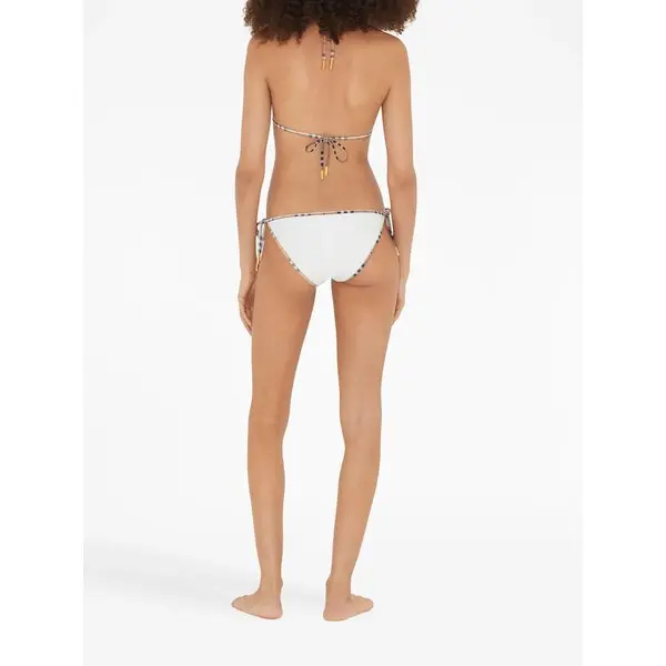 Burberry Two-piece Bikini With Vintage Check Trim - White