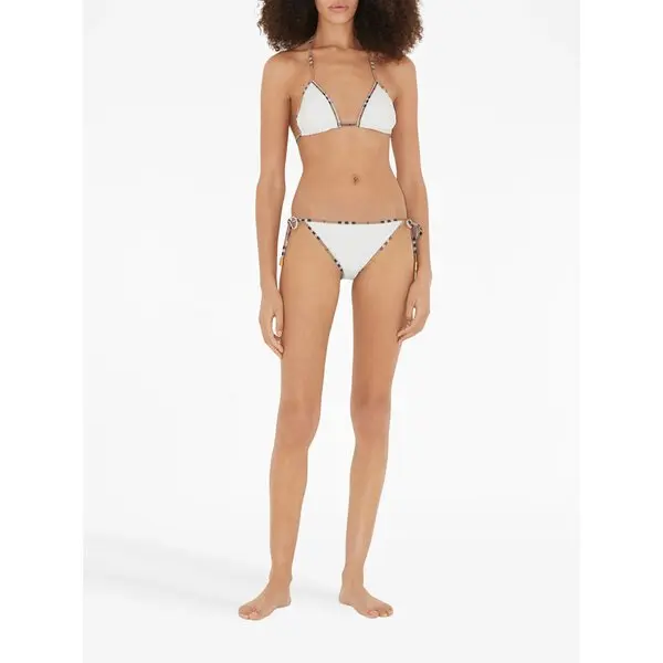 Burberry Two-piece Bikini With Vintage Check Trim - White