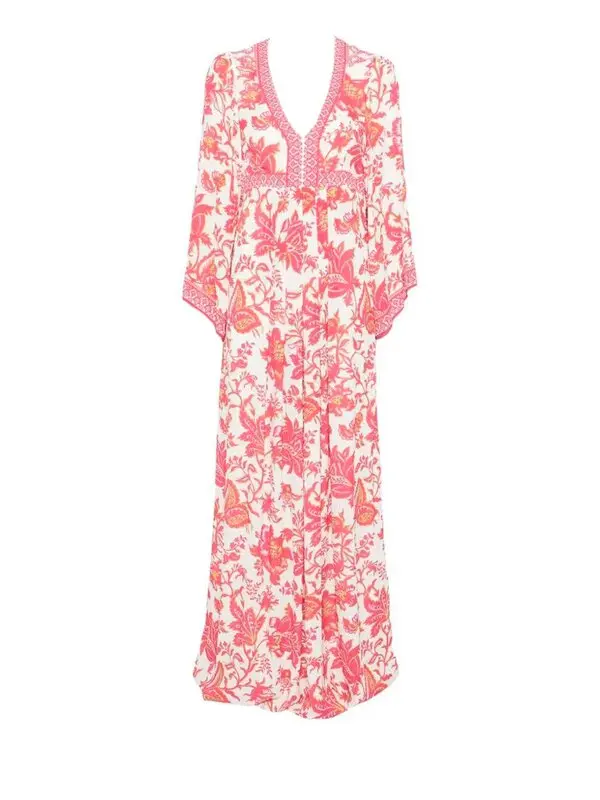 Etro Maxi Empire Dress With Deep V-neck - Multicolor