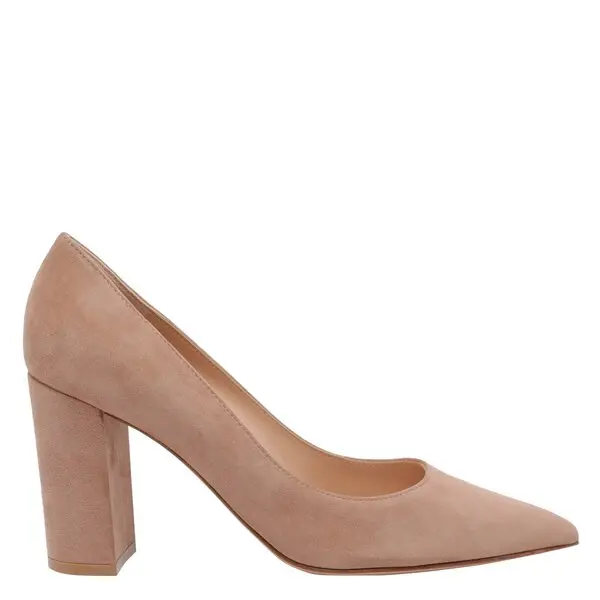 GIANVITO ROSSI Piper Suede Block Heel Pumps - Pink
