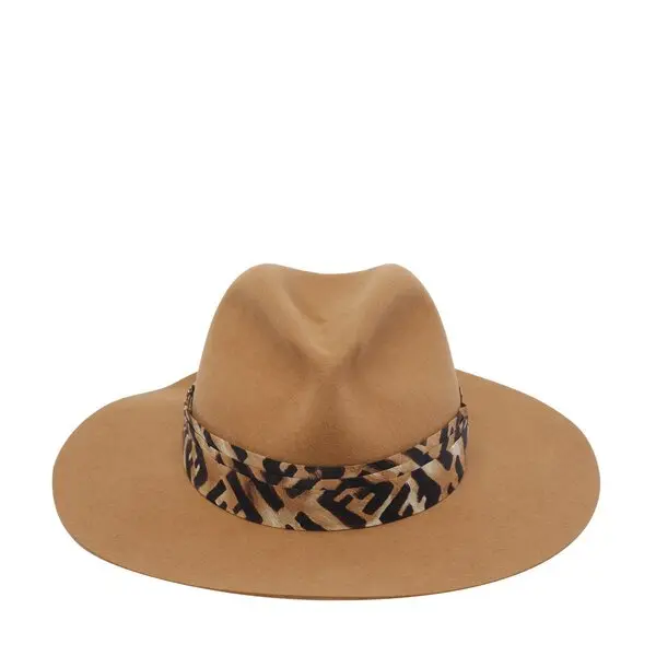 Fendi Leo Print Wide Brim Fedora Hat - Brown