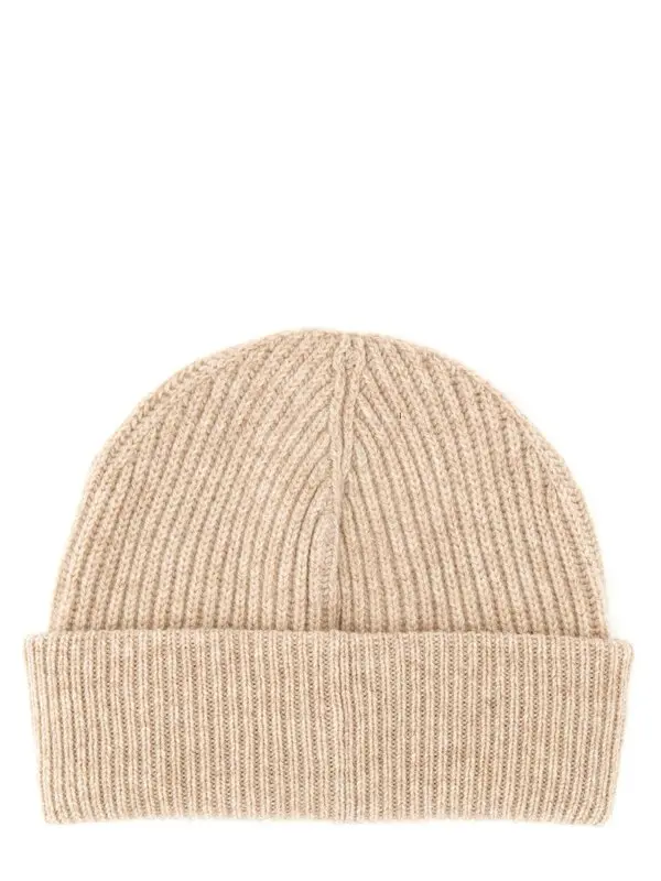 GANNI Ribbed Beanie Hat - Cream