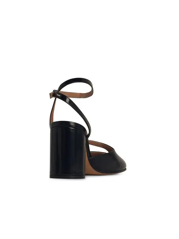 MAISON MARGIELA Tabi Leather Sandals With Cylindrical Heel - Black