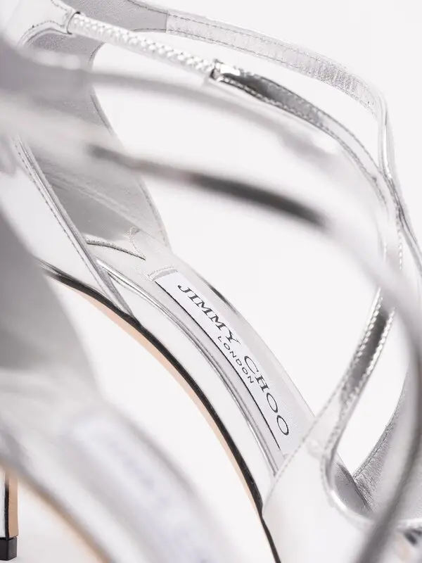 JIMMY CHOO Azia 95 Silver Calf Leather Sandals - Multicolor