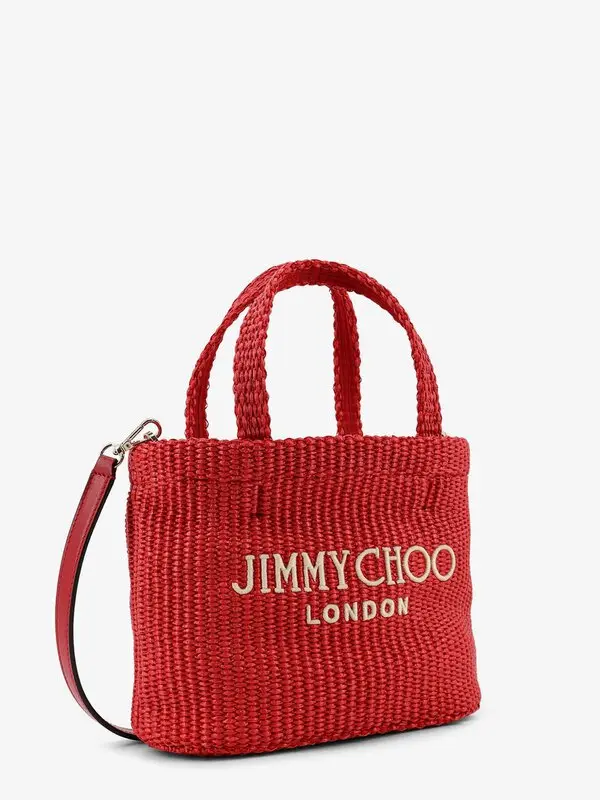 JIMMY CHOO Raffia Embroidered Logo Tote - Multicolor