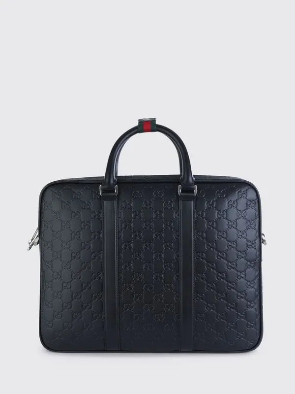Gucci Calfskin Embossed Monogram Briefcase