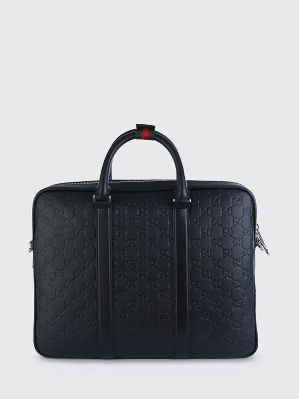 Gucci Calfskin Embossed Monogram Briefcase - Black