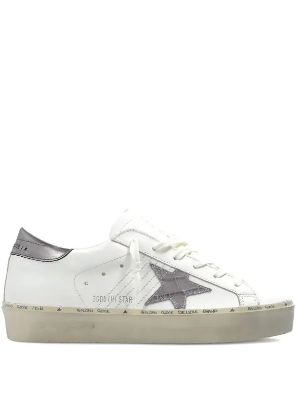 GOLDEN GOOSE Hi Star Leather Sneakers With Star Motif - Multicolor
