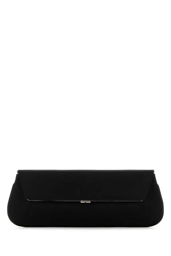 Amina Muaddi Satin Ami Clutch - Black