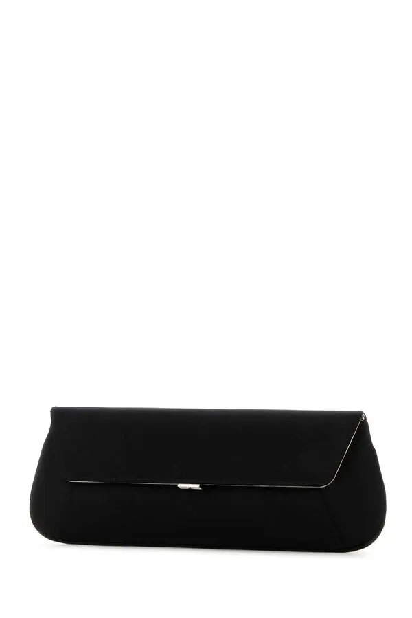Amina Muaddi Satin Ami Clutch - Black