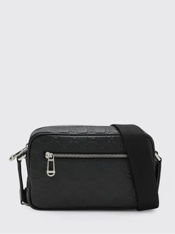Gucci Calfskin Embossed Shoulder Bag - Black