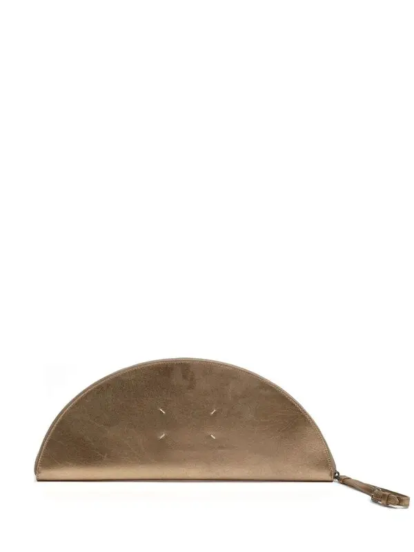 MAISON MARGIELA Halfmoon Metallic Leather Pouch - Silver