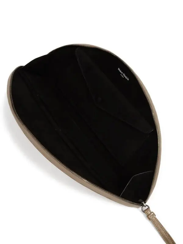 MAISON MARGIELA Halfmoon Metallic Leather Pouch - Silver