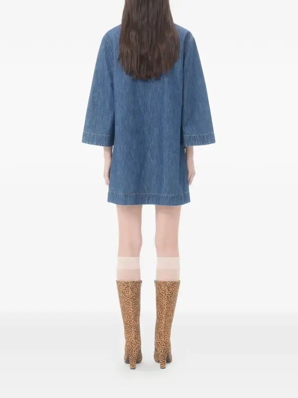 Valentino Garavani V-neck Denim Minidress - Blue
