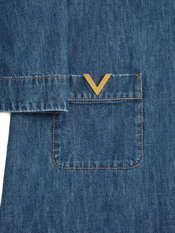 Valentino Garavani V-neck Denim Minidress - Blue
