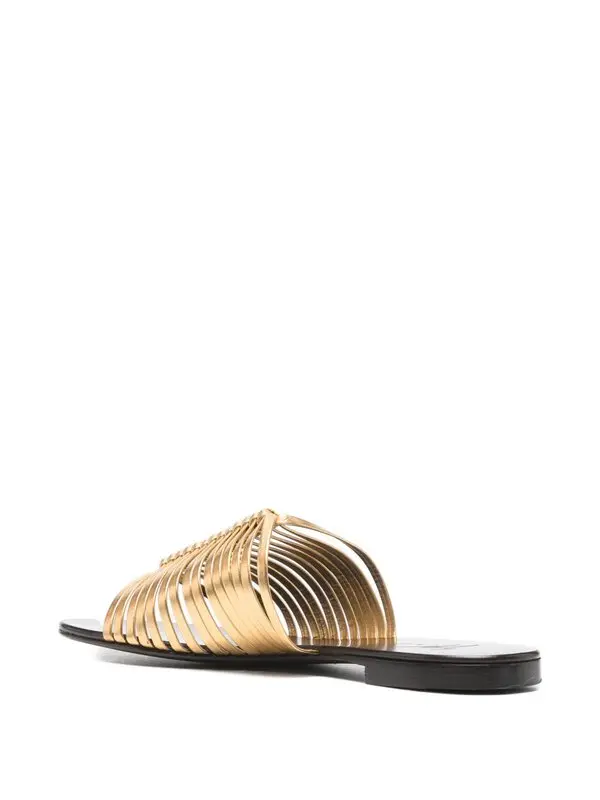 GIUSEPPE ZANOTTI Savoia Flat Sandals In Gold-tone Leather - Multicolor