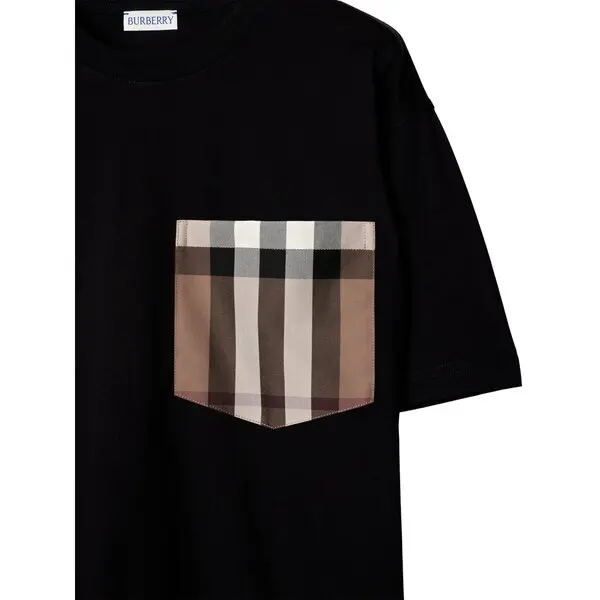 Burberry Cotton Jersey T-shirt With Check Pocket - Black