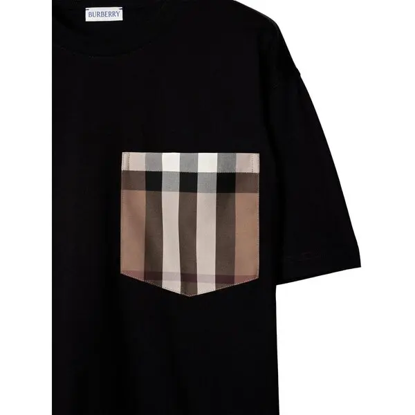Burberry Cotton Jersey T-shirt With Check Pocket - Black