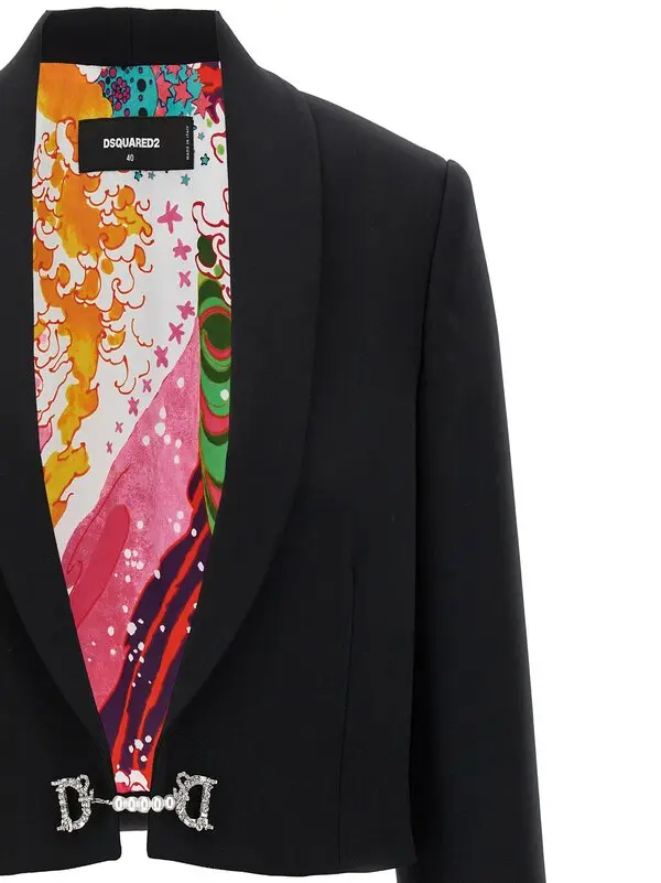 Dsquared2 D2 Jewel" Cropped Jacket With Embellished Clasp