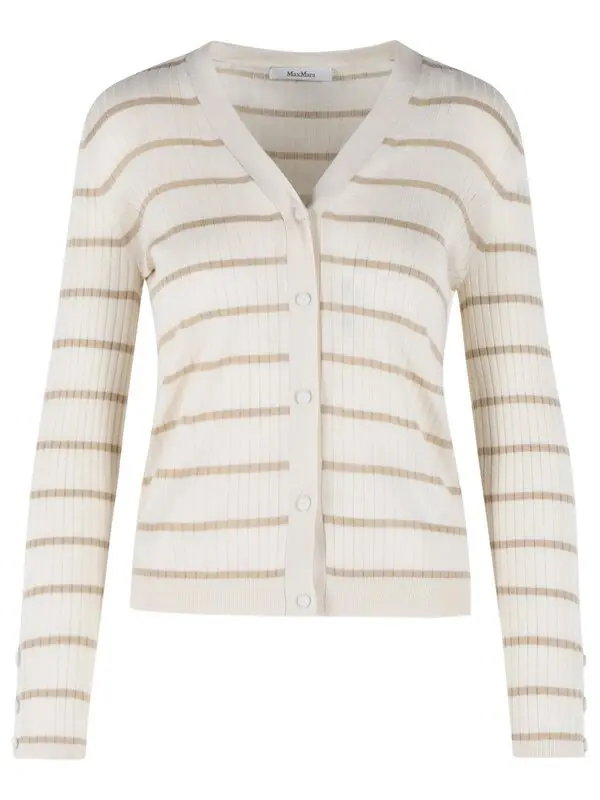 Max Mara Pedale Striped Cashmere And Silk Cardigan - Cream