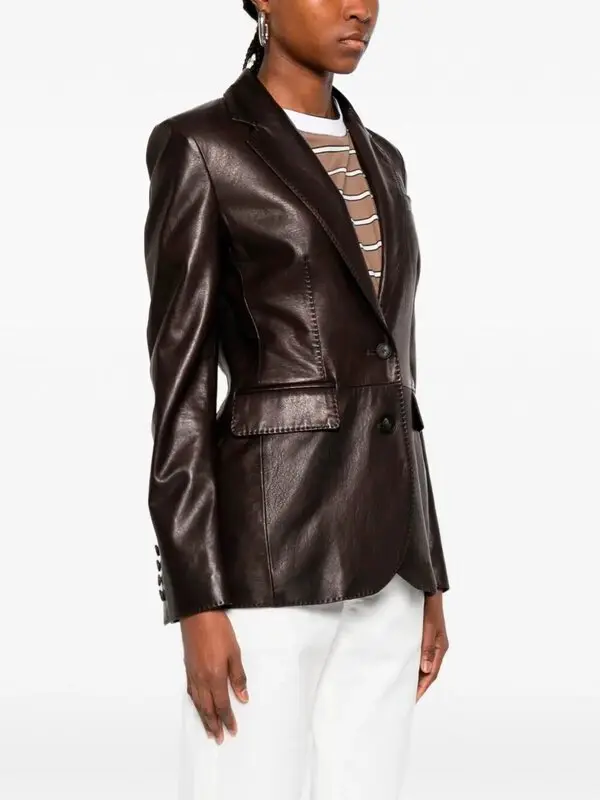 Tagliatore Leather Single-breasted Blazer