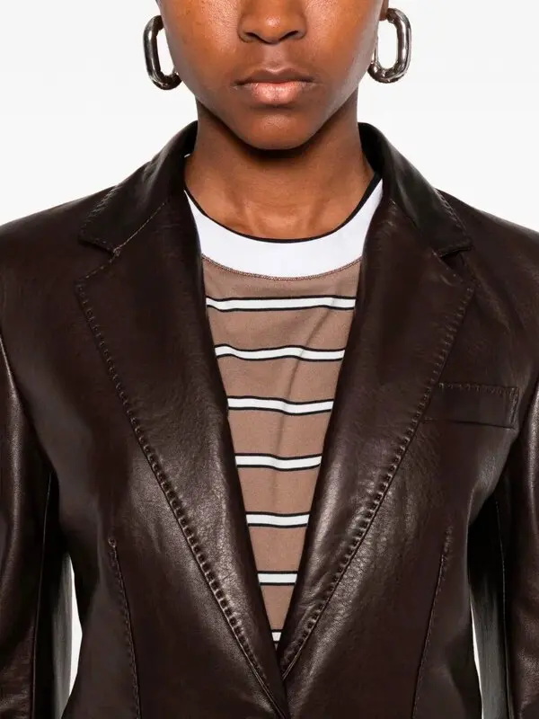 Tagliatore Leather Single-breasted Blazer