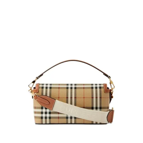 Burberry Vintage Check Leather Tote Bag - Brown