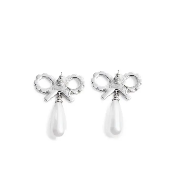 SELF-PORTRAIT Tone Bow Detail Pearl Pendant Earrings