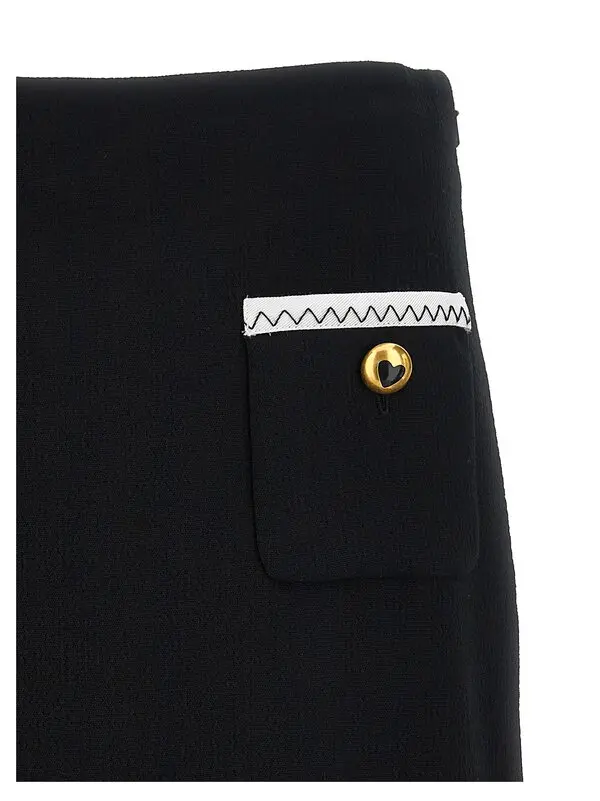 Moschino Heart Button Crepe Skirt