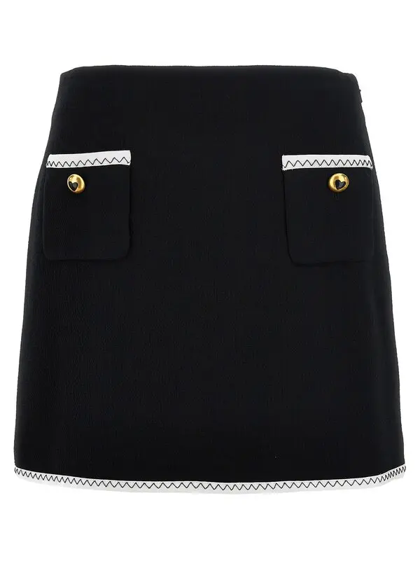 Moschino Heart Button Crepe Skirt - Multicolor
