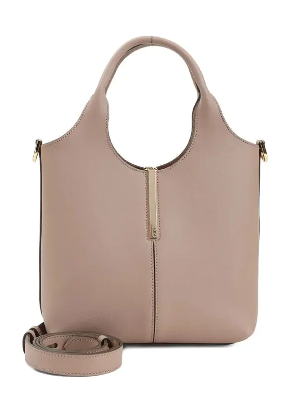 TOD'S Leather Mini Tote Bag With Branded Metal Bar Accessory - Multicolor
