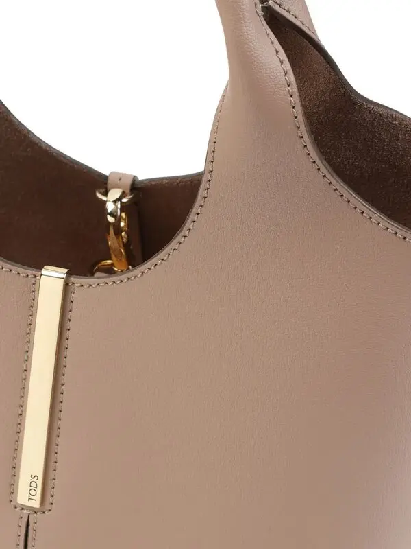 TOD'S Leather Mini Tote Bag With Branded Metal Bar Accessory - Multicolor