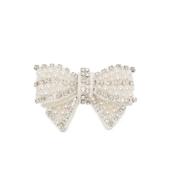 SELF-PORTRAIT Embellished Bow Earrings - Silver