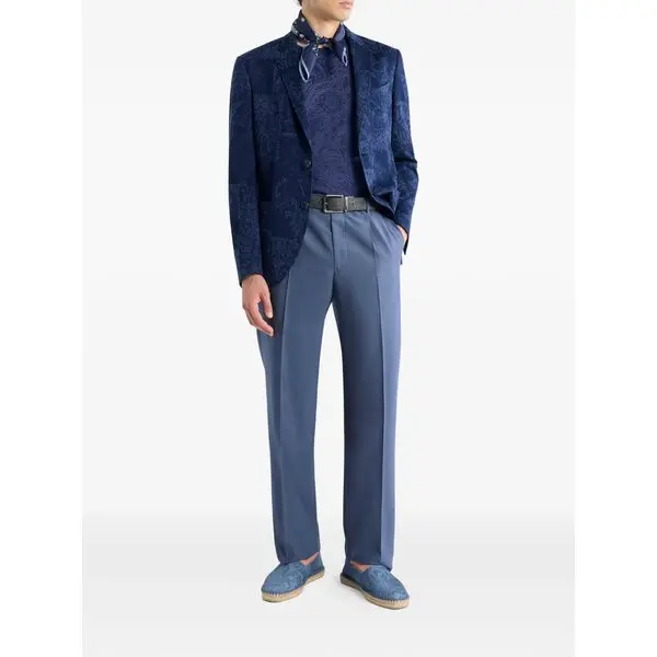 Etro Single-breasted Floral Motif Jacquard Blazer - Blue