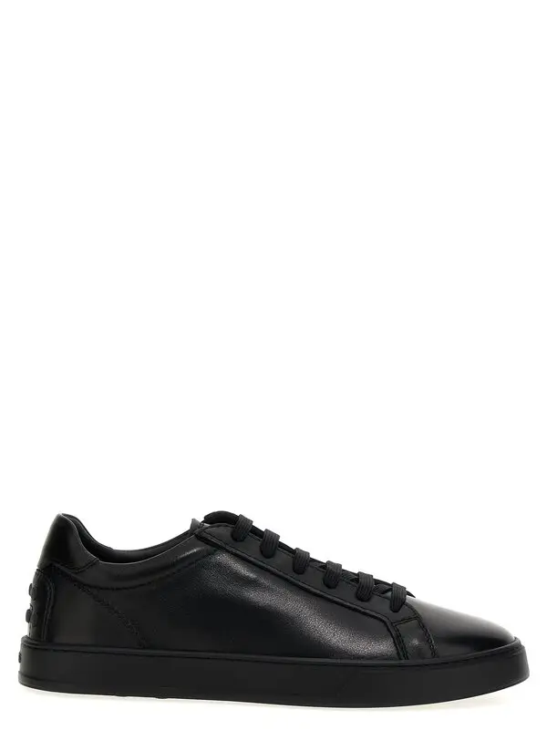 TOD'S Leather Lace-up Sneakers With Gommini Detail - Black