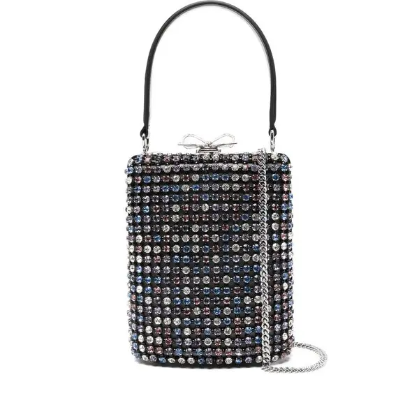 SELF-PORTRAIT Crystal-embellished Top Handle Bag - Black