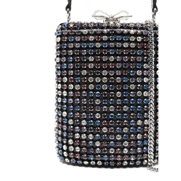 SELF-PORTRAIT Crystal-embellished Top Handle Bag - Black