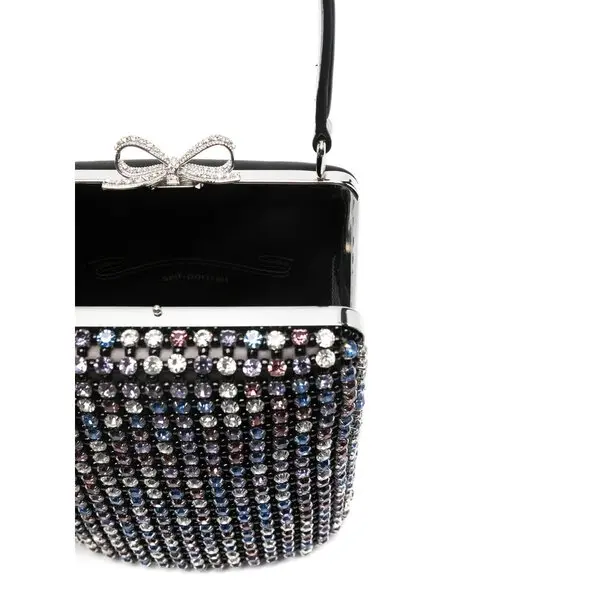 SELF-PORTRAIT Crystal-embellished Top Handle Bag - Black