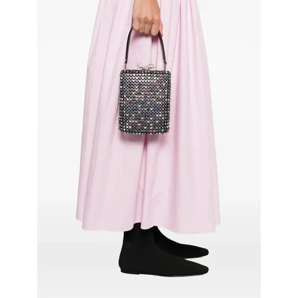 SELF-PORTRAIT Crystal-embellished Top Handle Bag - Black