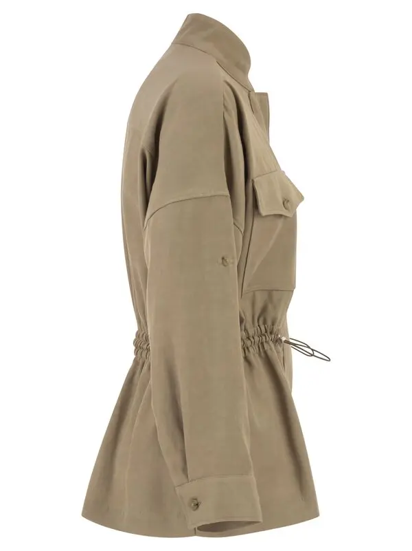 FAY Overshirt In Viscose And Washed Linen