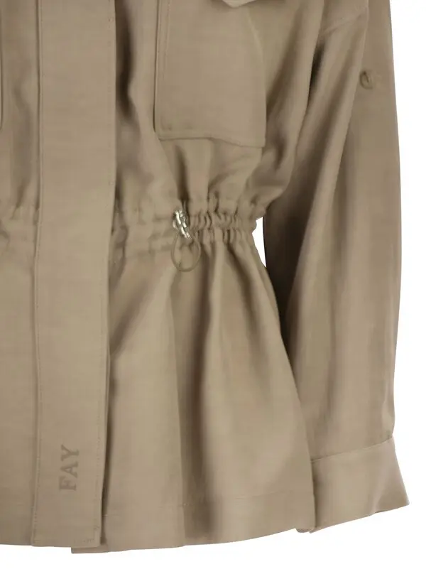 FAY Overshirt In Viscose And Washed Linen