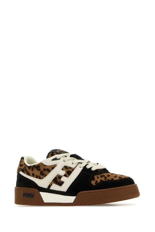 Fendi Match" Suede And Leather Leopard Print Sneakers - Multicolor