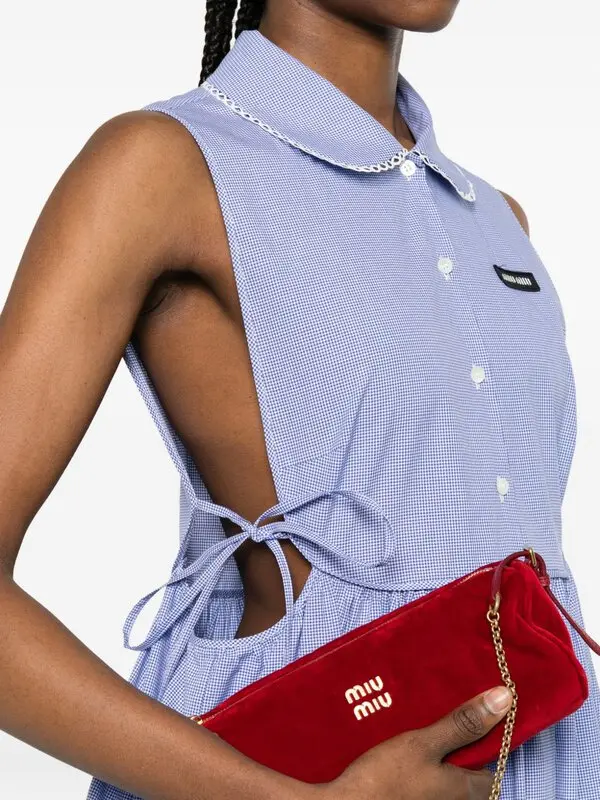 Miu Miu Blue Gingham Cotton Dress With Tie Detail - Multicolor