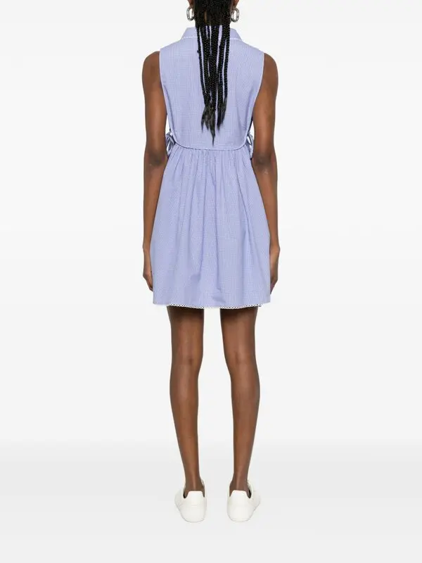Miu Miu Blue Gingham Cotton Dress With Tie Detail - Multicolor