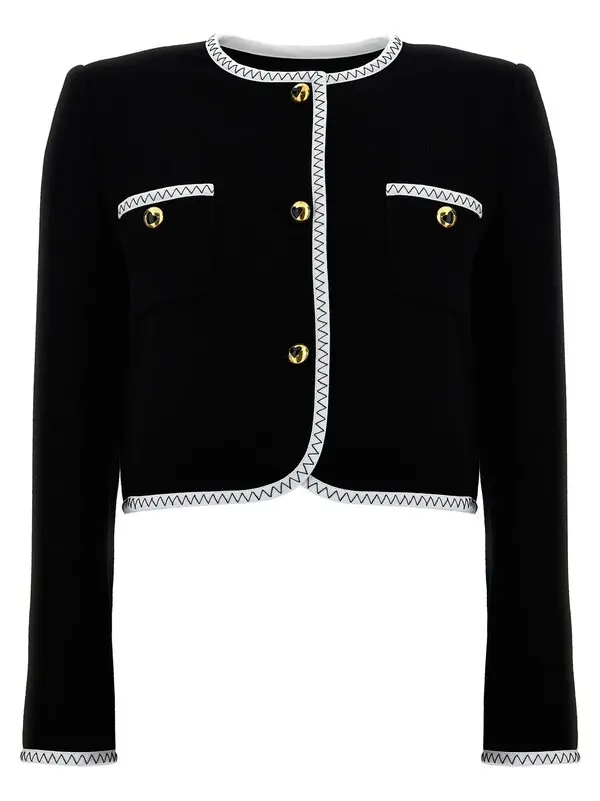 Moschino Crepe Short Jacket With Contrasting Grosgrain Trims - Multicolor