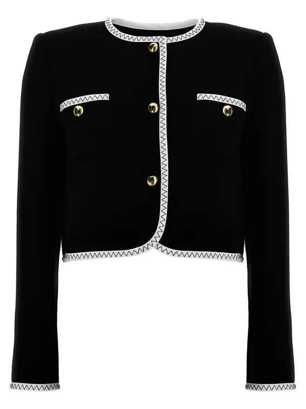 Moschino Crepe Short Jacket With Contrasting Grosgrain Trims - Multicolor