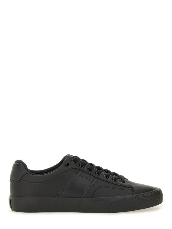 BOSS Leather Lace-up Sneakers - Black