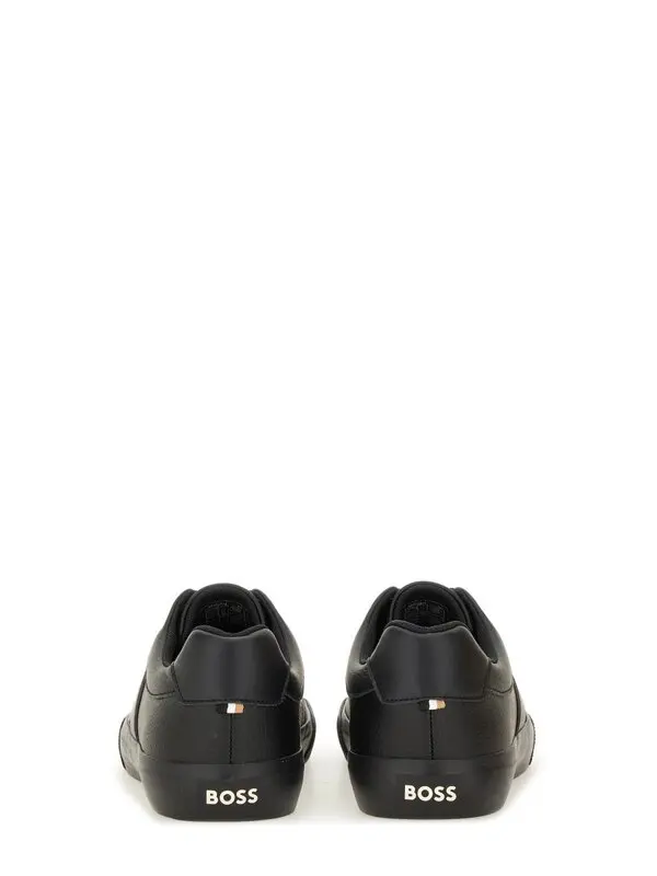BOSS Leather Lace-up Sneakers - Black