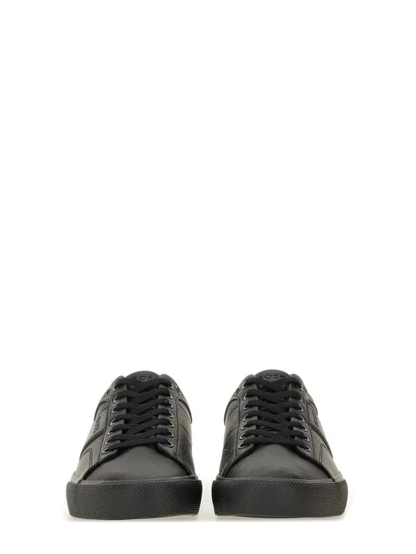 BOSS Leather Lace-up Sneakers - Black