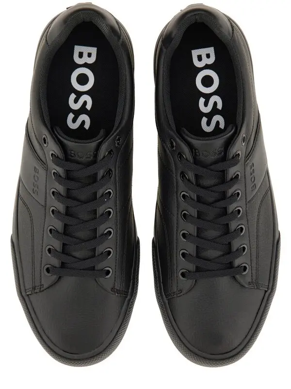 BOSS Leather Lace-up Sneakers - Black